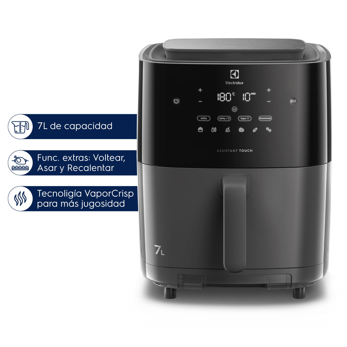 Freidora de Aire Electrolux Gris Expert VaporCrisp EAF180 7L - Electrolux Argentina